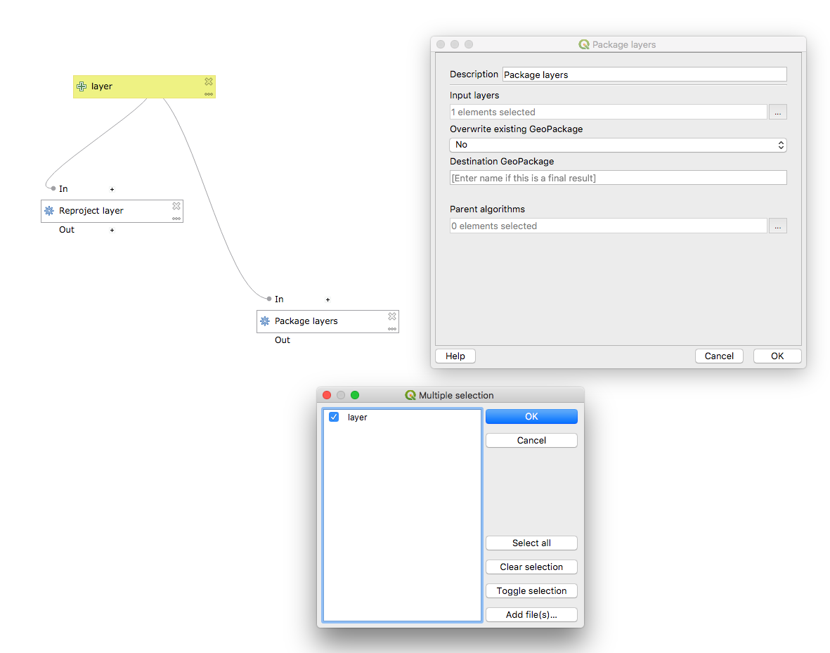 Bug report #17544: Package layers algorithm can't take the output of reprojection - QGIS ...